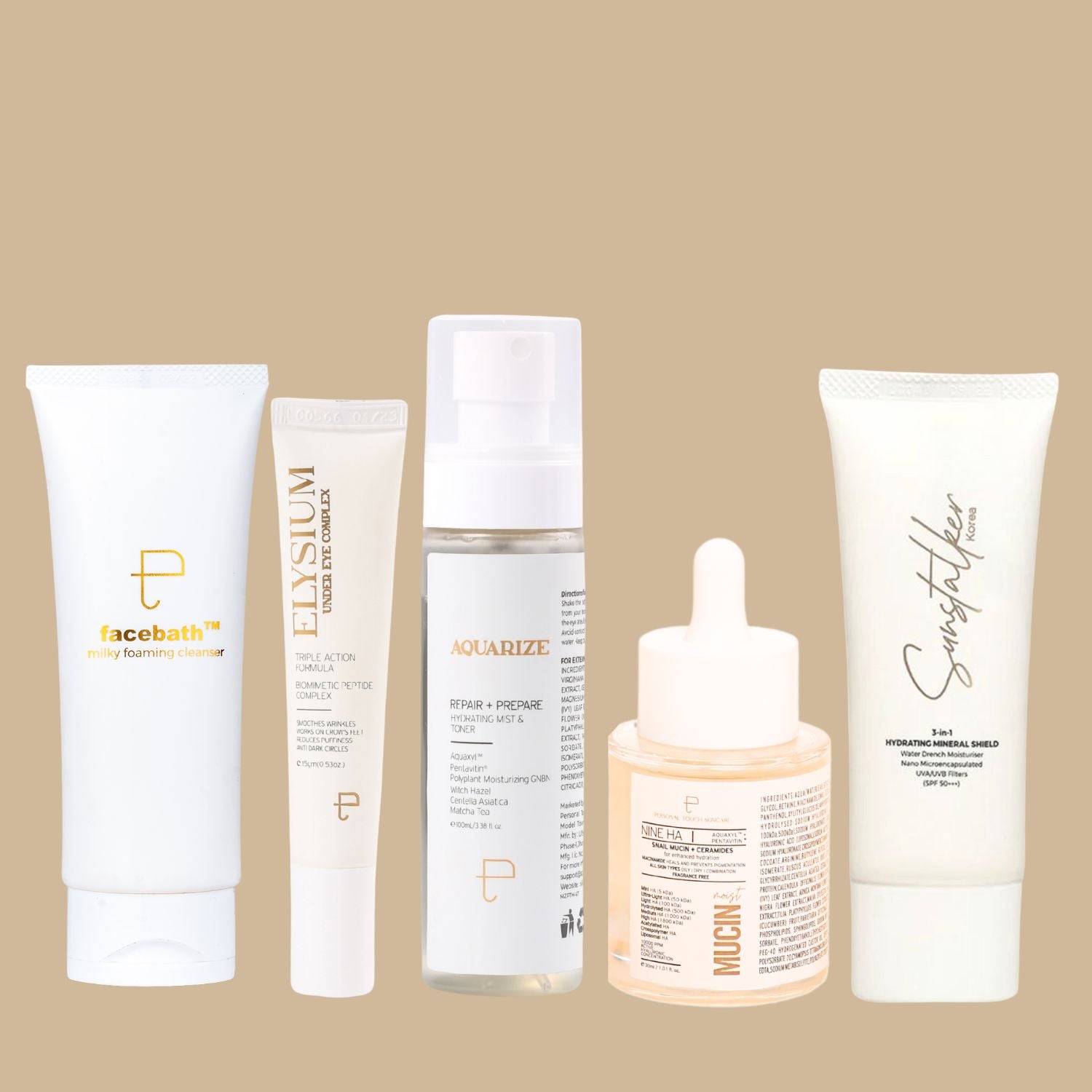 COMBO OF FACEBATH, ELYSIUM, AQUARIZE, MUCIN MOIST & SUNSTALKER ...