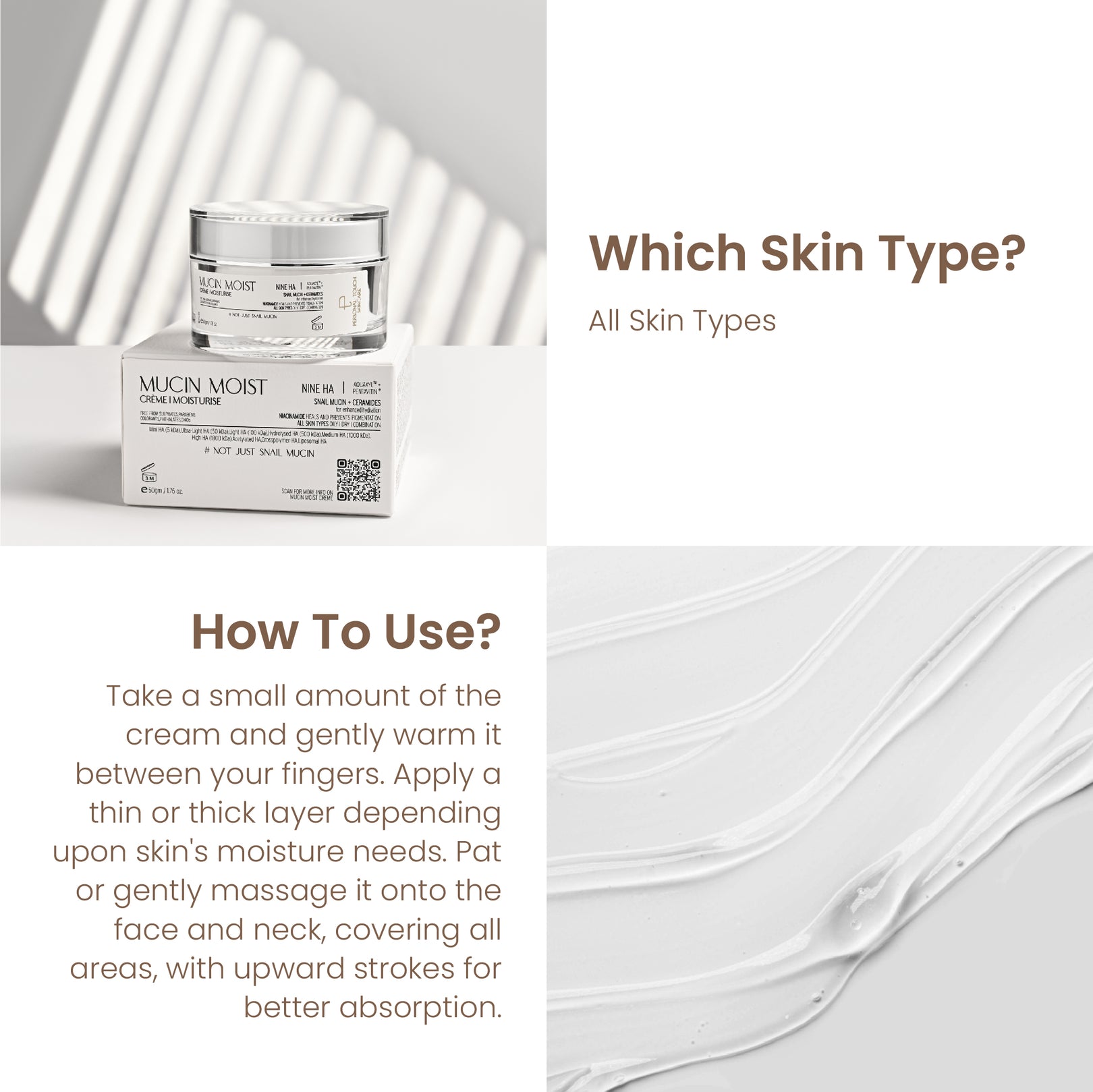 Mucin Creme - All In 1 Snail Mucin Creme Gel | 9 Types Of Hyaluronic A